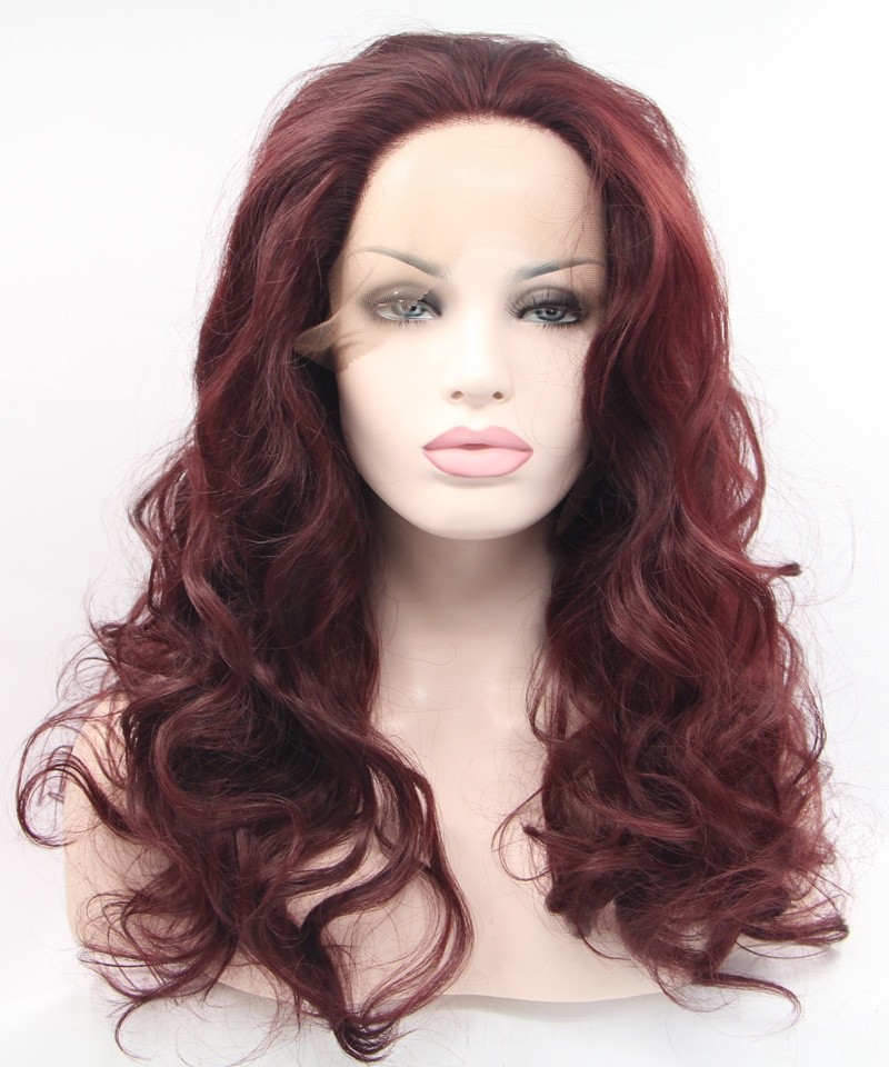 Crimson Color Body Wave Synthetic Wig - Msbuy.com