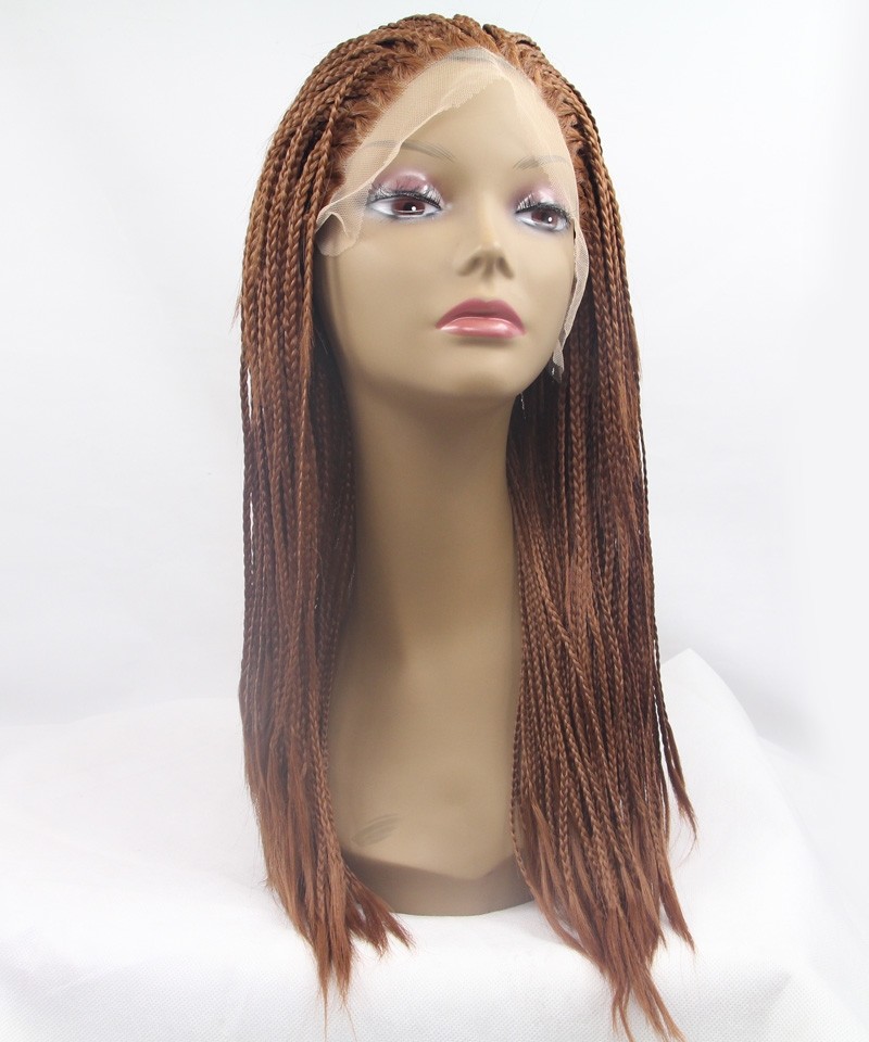 Brown Color Braided Synthetic Wig - Msbuy.com