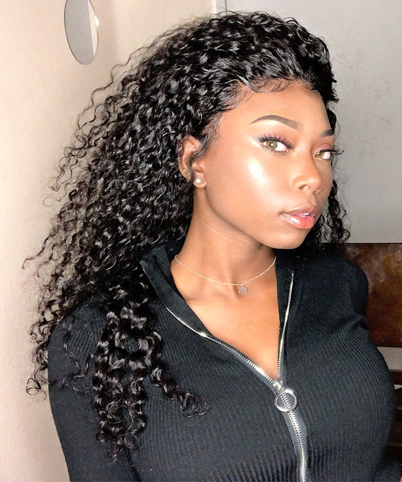 13x6 Deep Part Lace Front Human Hair Wigs 150 Density Deep Curly Wig