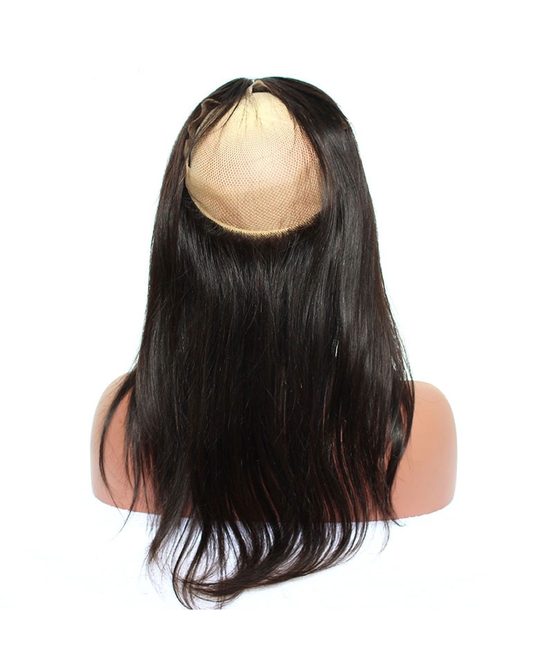 Brazilian Virgin Hair Straight 360 Lace Frontal Closure With 3 Bundles ...