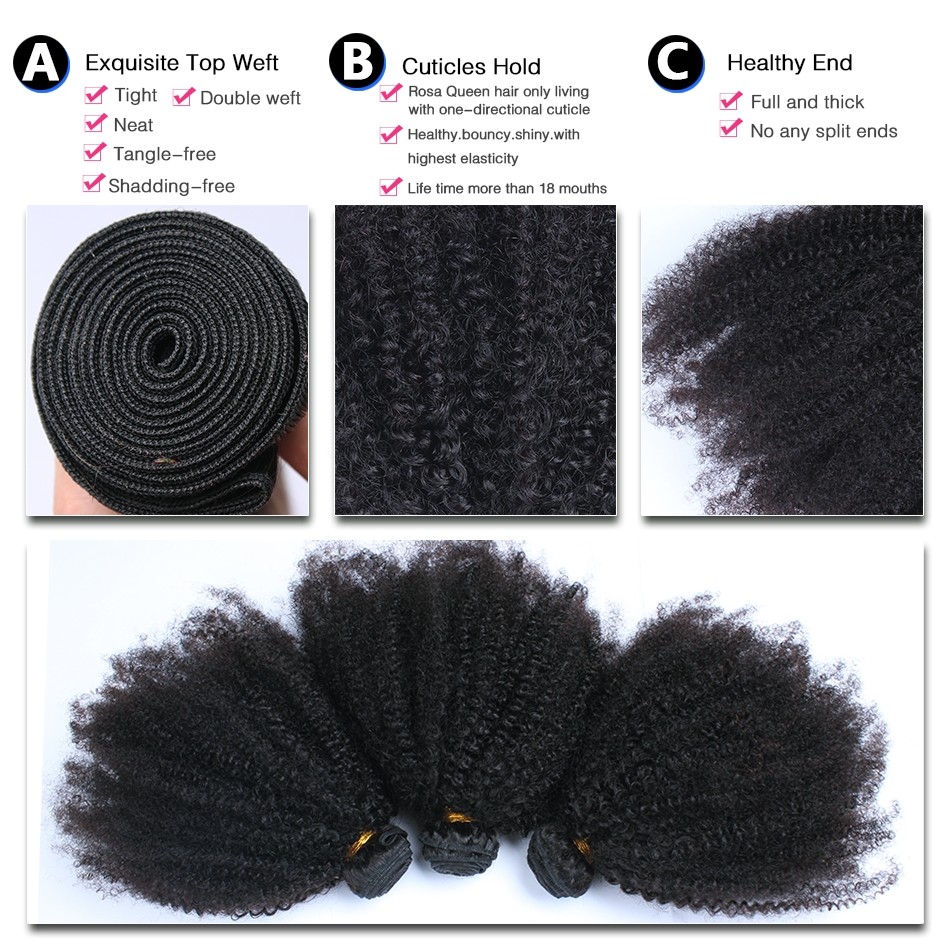 Msbuy Peruvian Afro Kinky Curly Hair Weave 4B 4C 100% Natural Hair ...