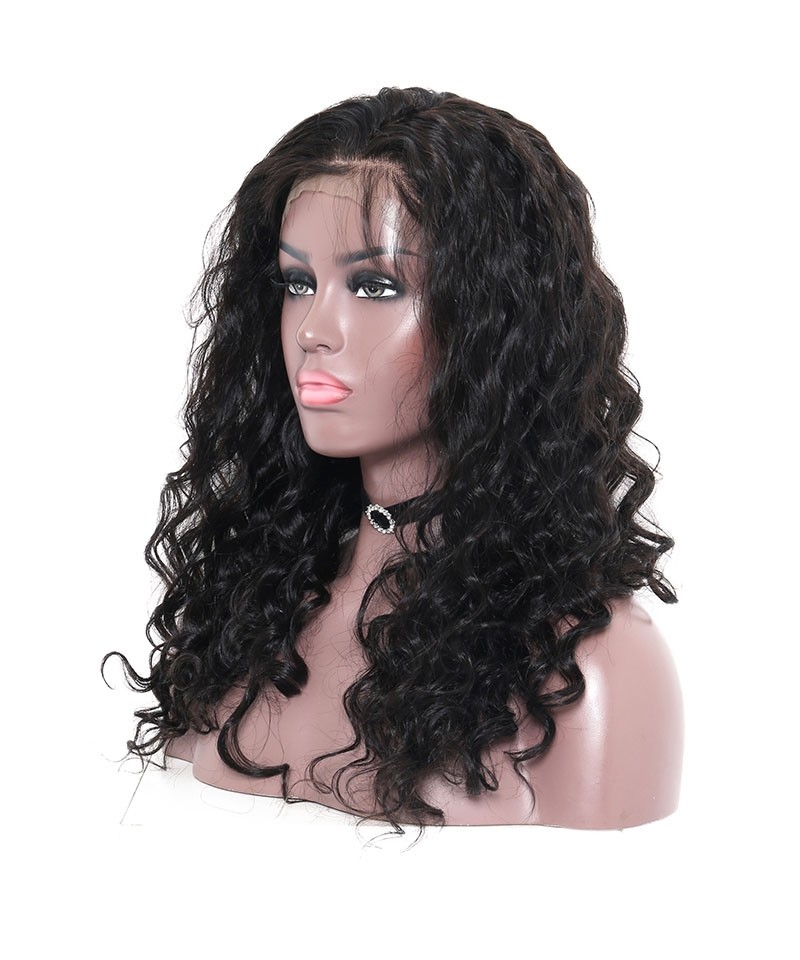 Loose Wave Full Lace Human Hair Wig No Combs No Straps Glue Needed ...