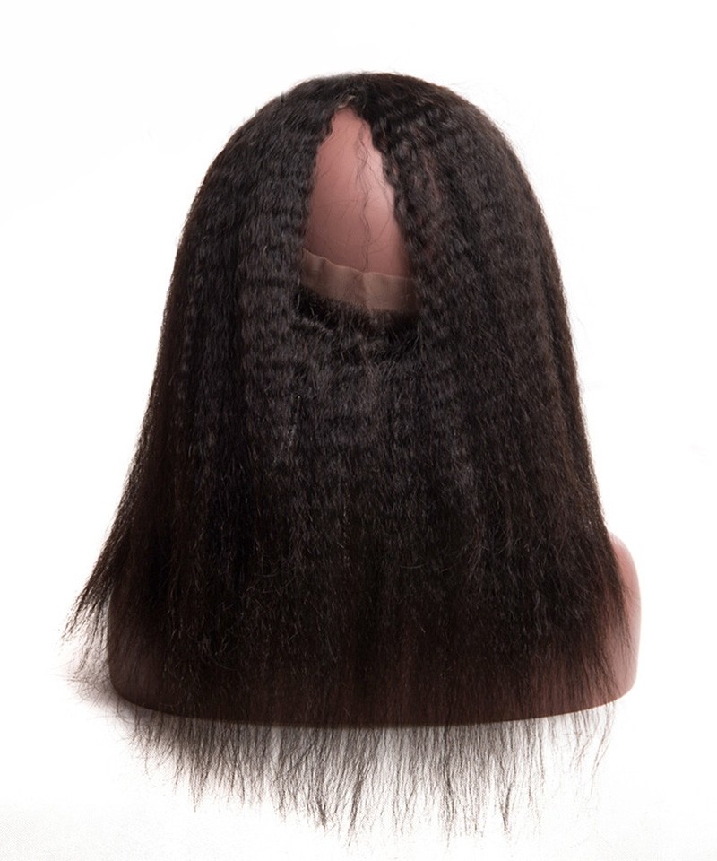 Kinky Straight 360 Lace Frontal Closure With 2 Bundles Natural Hairline ...